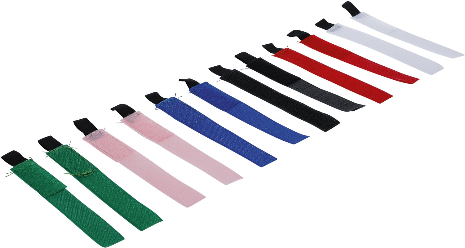 BGS DIY 80825 Sortiment Klettband 20 x 190mm bunt 12 teilig
